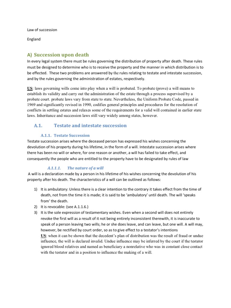 Law of Succession | PDF | Will And Testament | Probate
