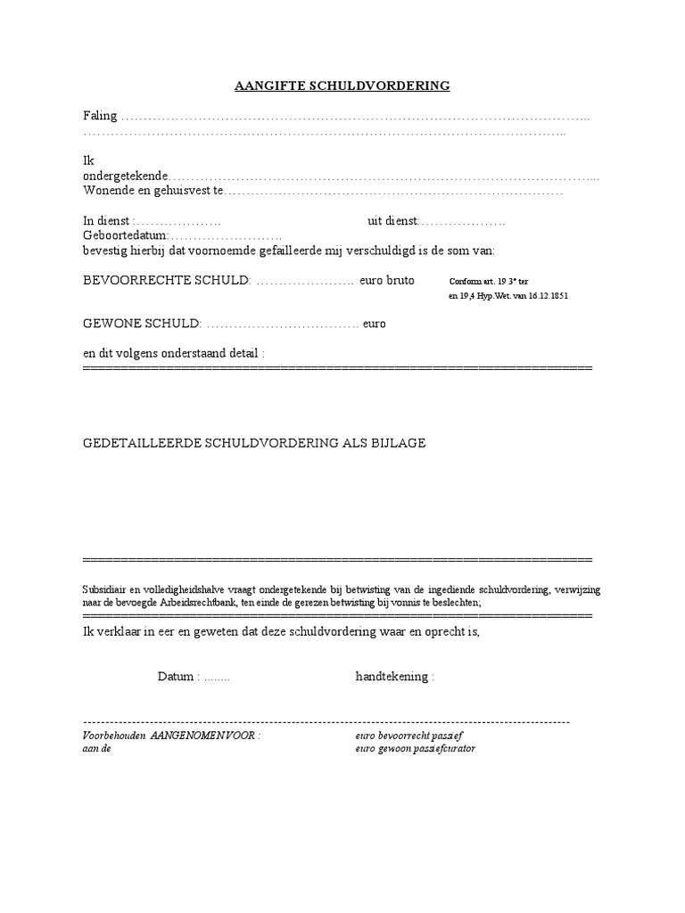 FALING Aangifte Schuldvordering 2 | PDF