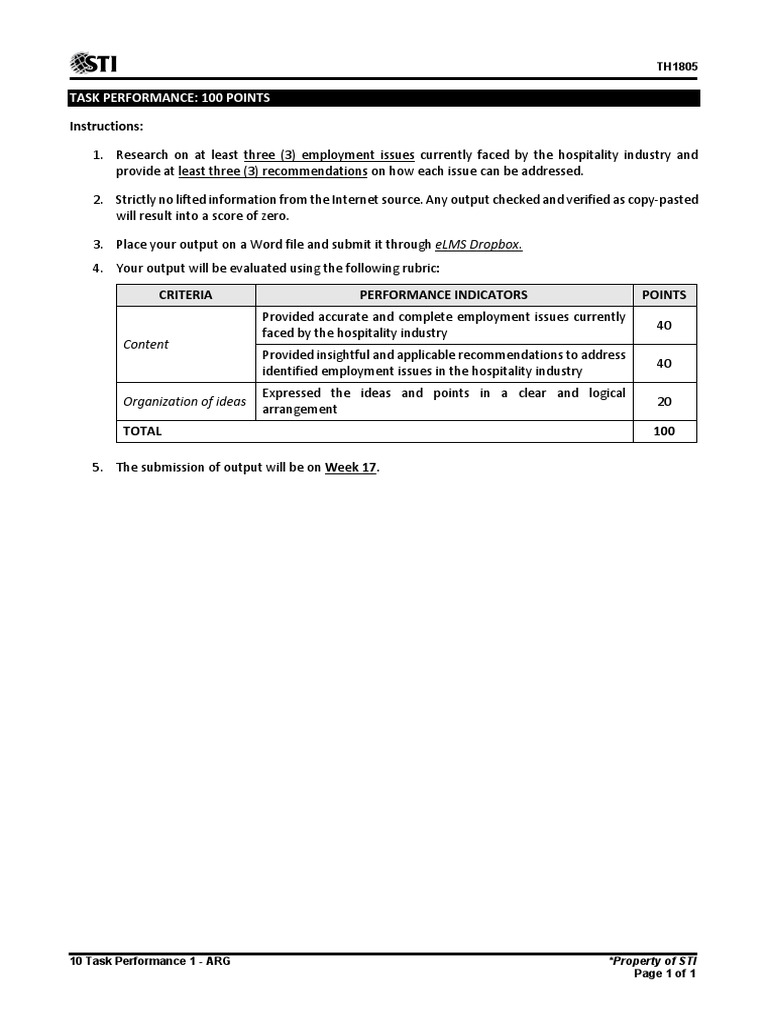 10 Task Performance 1 - ARG | PDF