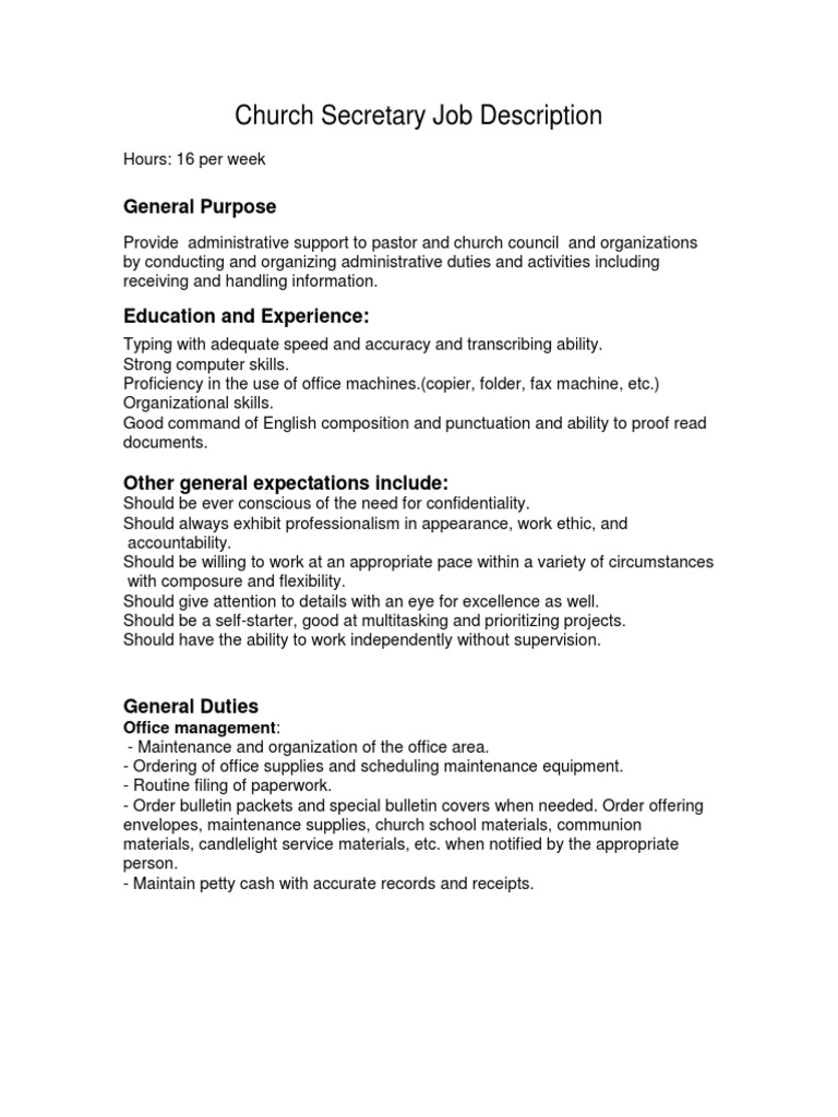 Church Secretary Duties. 2 | PDF | Computing