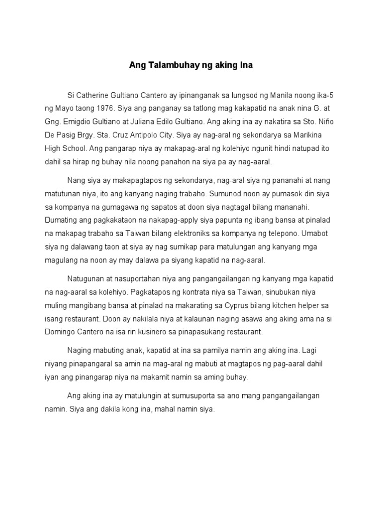 Ang Talambuhay ng aking Ina | PDF