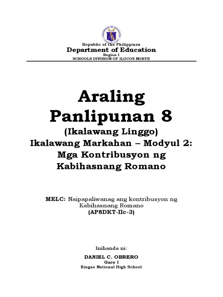 AP 8 Q2 Week2 MELC02 MOD Obrero Daniel 1.mtp - JNR.MGM 1 | PDF