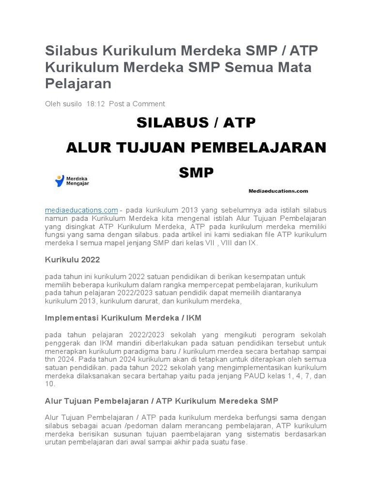 Silabus Kurikulum Merdeka SMP | PDF | Karier & Perkembangan | Bisnis