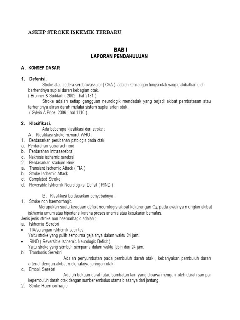 Askep Stroke Iskemik Terbarudocx | PDF