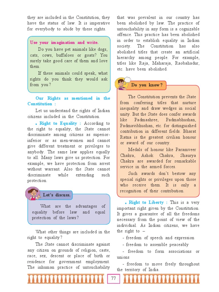 Right to Equality Class 7 Civics | PDF | Citizenship | Rights