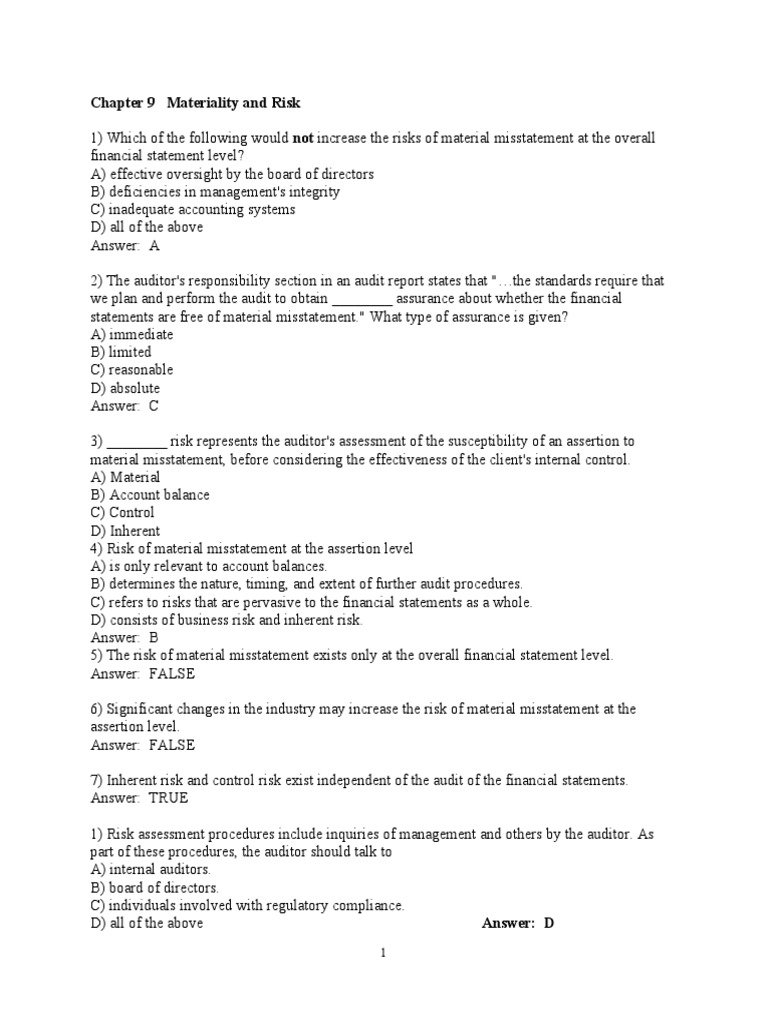 Understanding Audit Risk and Material Misstatements | PDF