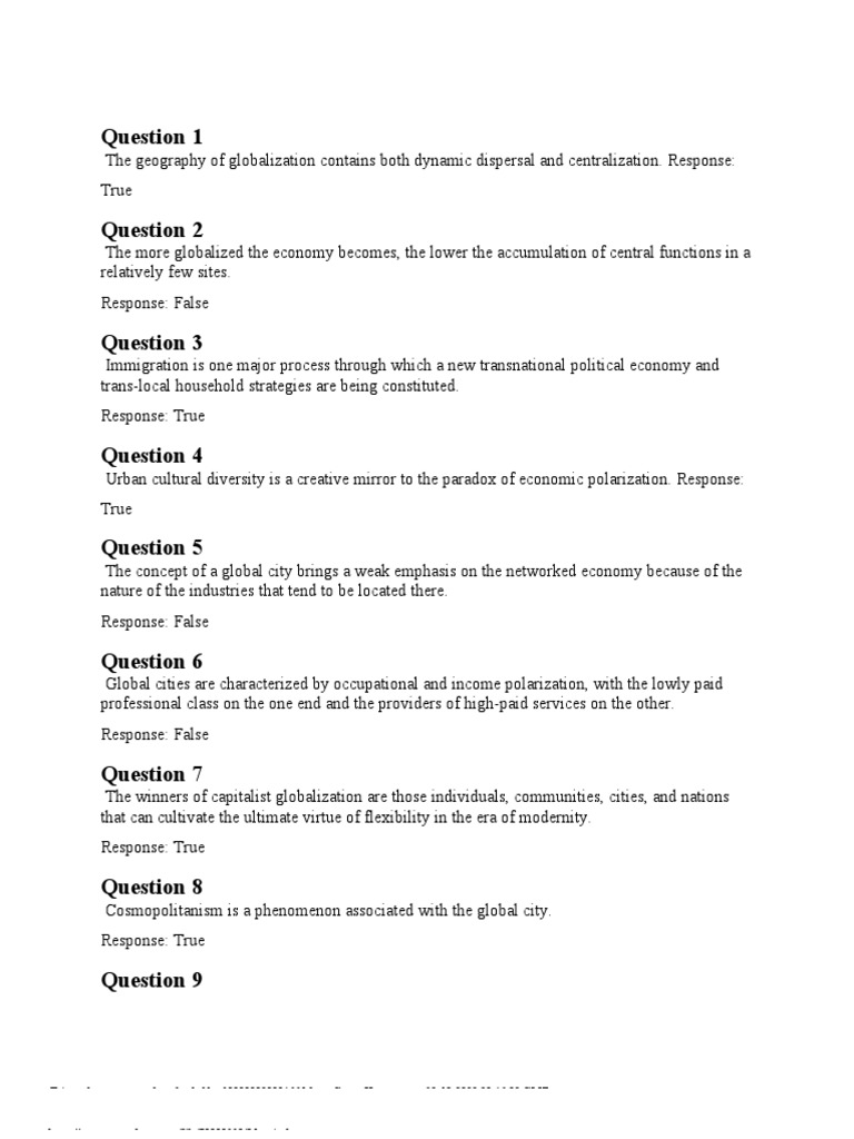 Globalization Quiz: Key Concepts Explained | PDF | Politics | Social ...