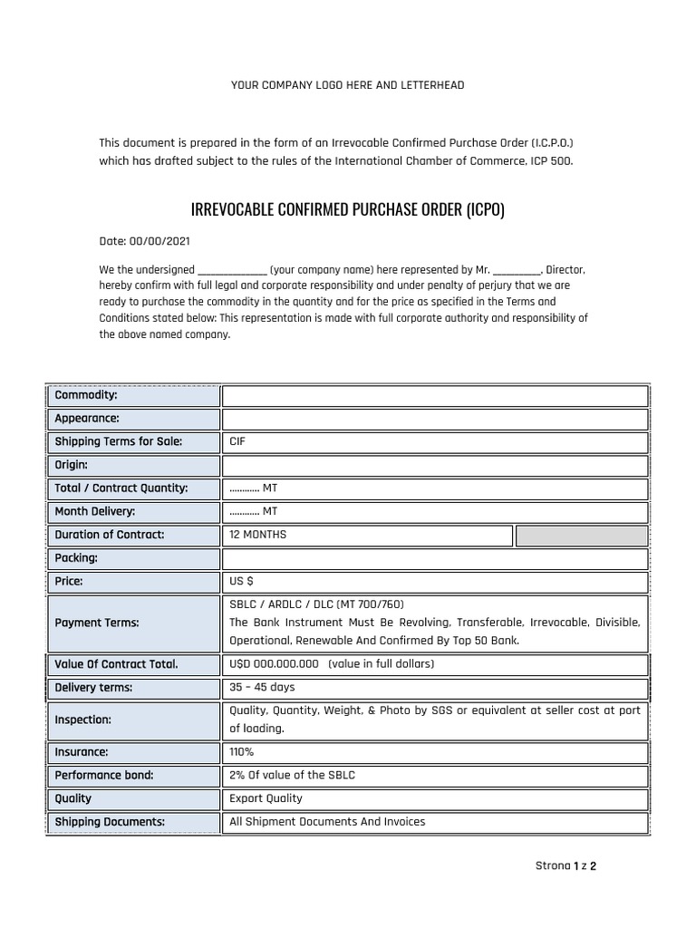 Ga Draft ICPO | PDF | Letter Of Credit | Business