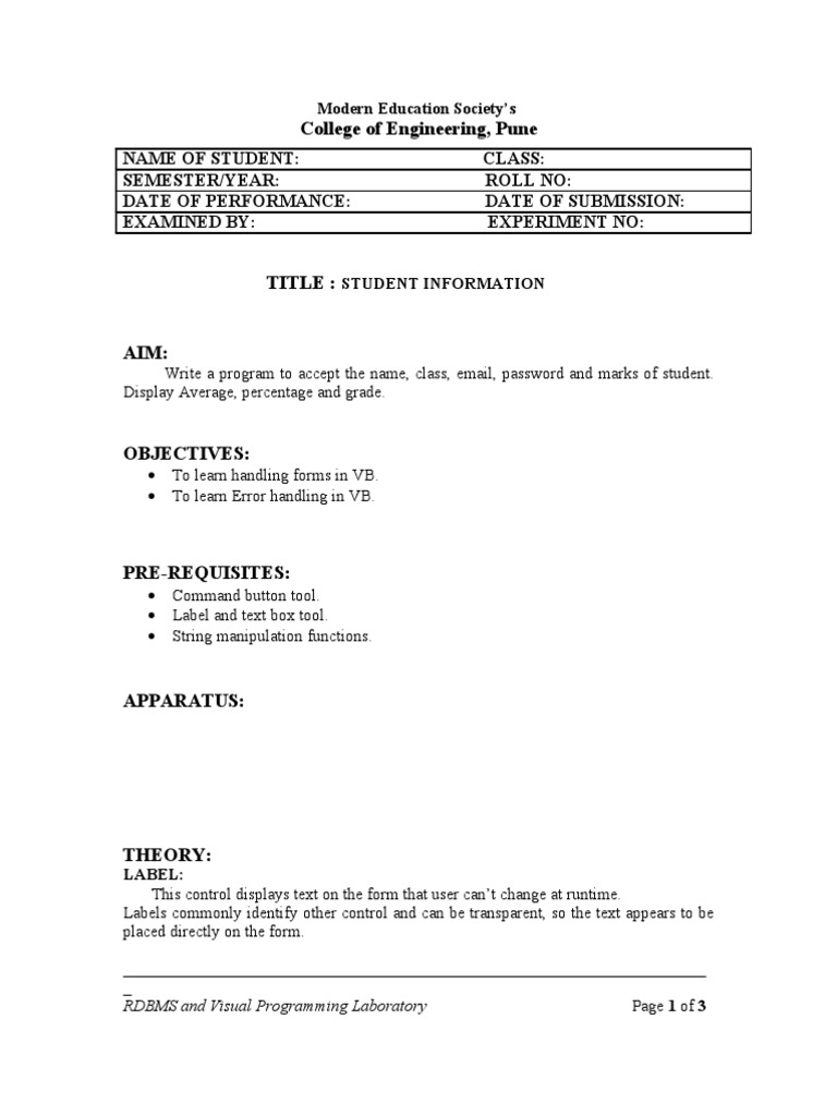 Student Information | PDF