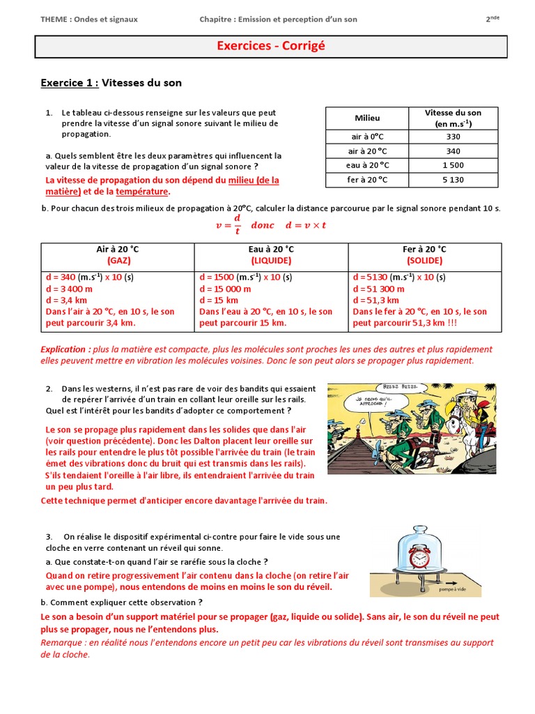 Exercices sur le son en 2nde | PDF | Hauteur (musique) | Hertz