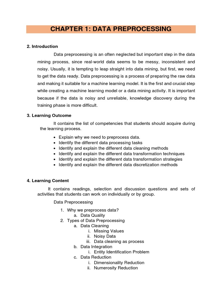 Chap 1 Data Preprocessing | PDF | Cluster Analysis | Data Compression