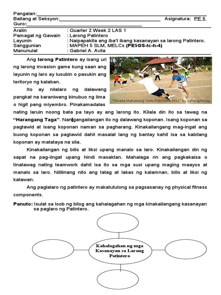 Pe 5 Q2 Week 2 Las 1 | PDF