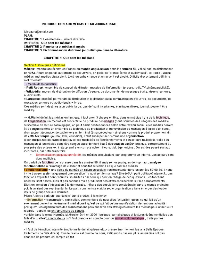Introduction aux Médias et Journalisme | PDF | Média (Communication ...