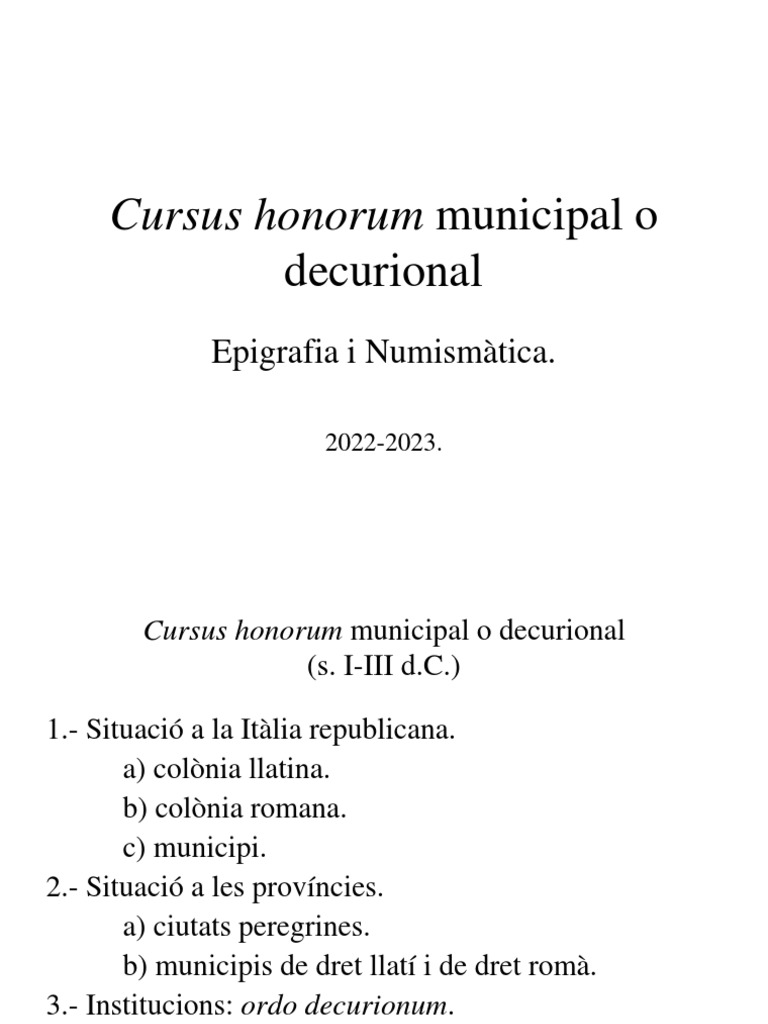 VII. Cursus Honorum Municipal | PDF