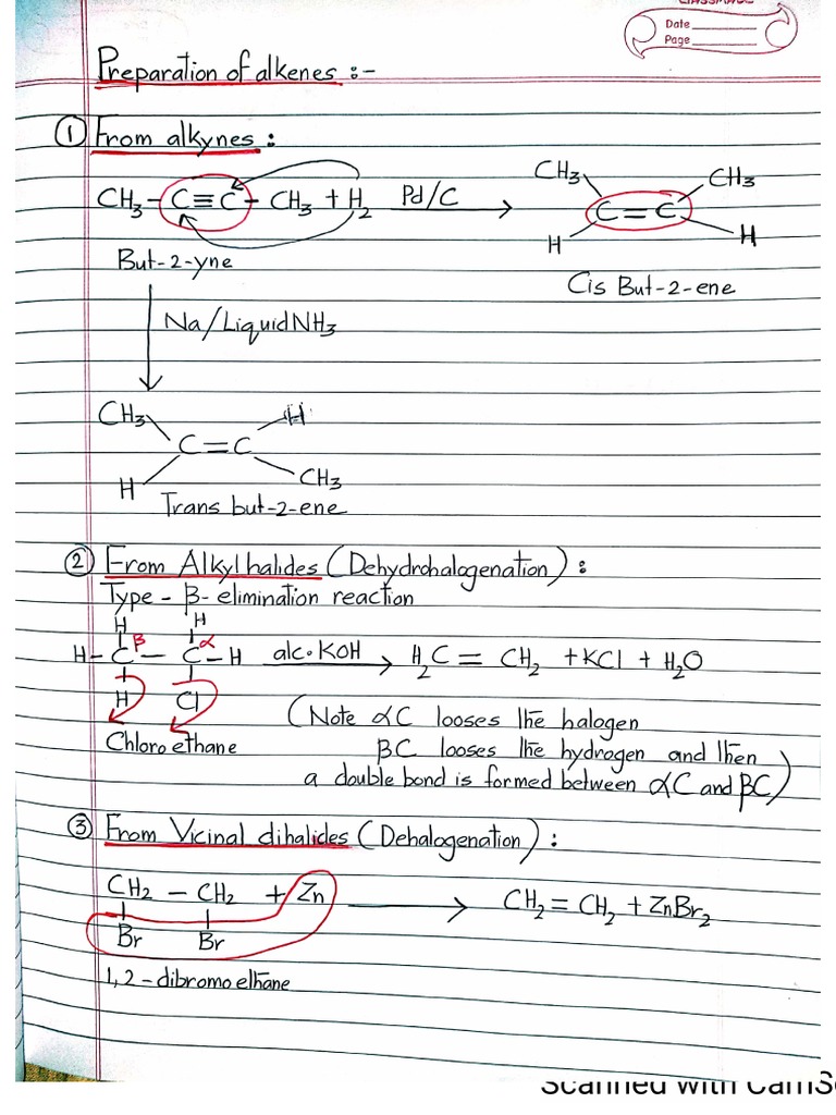 Preparation of Alkenes | PDF