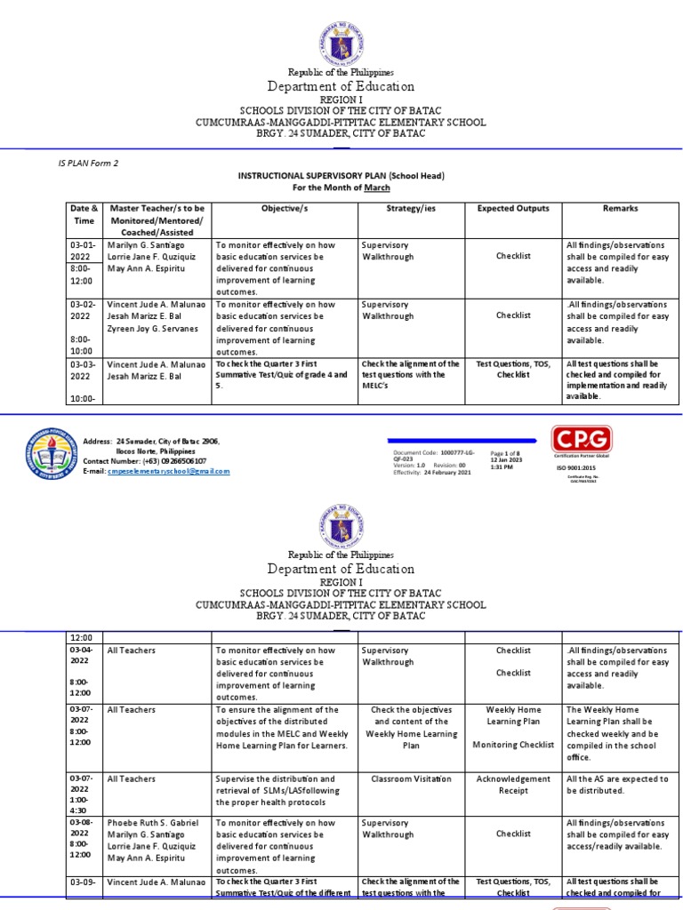 Monitoring Basic Education Services for Continuous Improvement | PDF