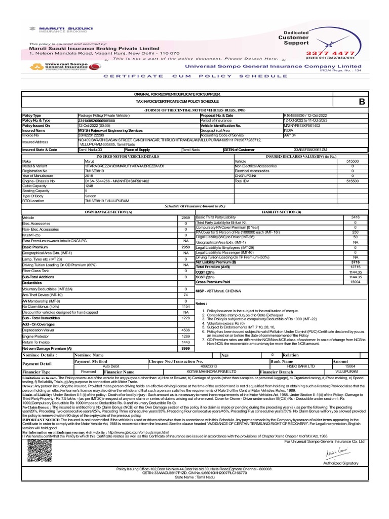 Schedule of Premium (Amount in RS.) | PDF | Financial Services