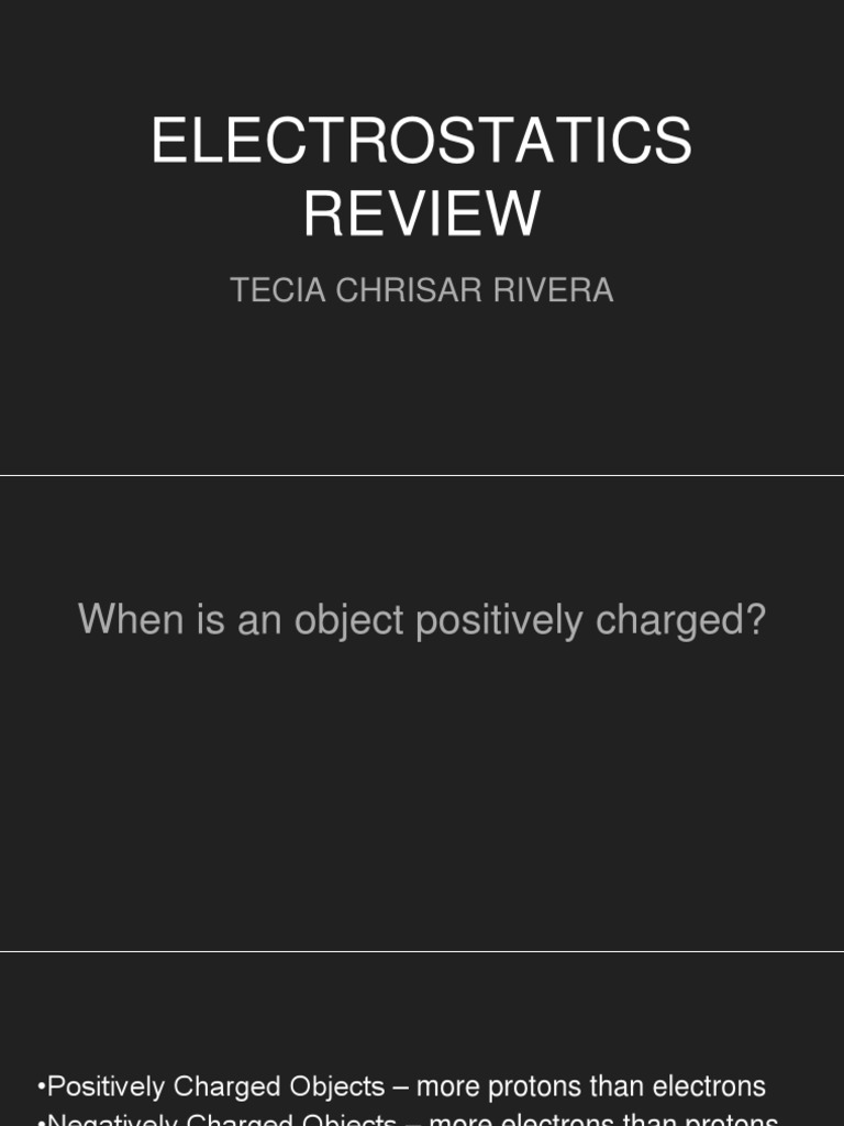 Electrostatics Review | PDF | Electric Charge | Electrostatics