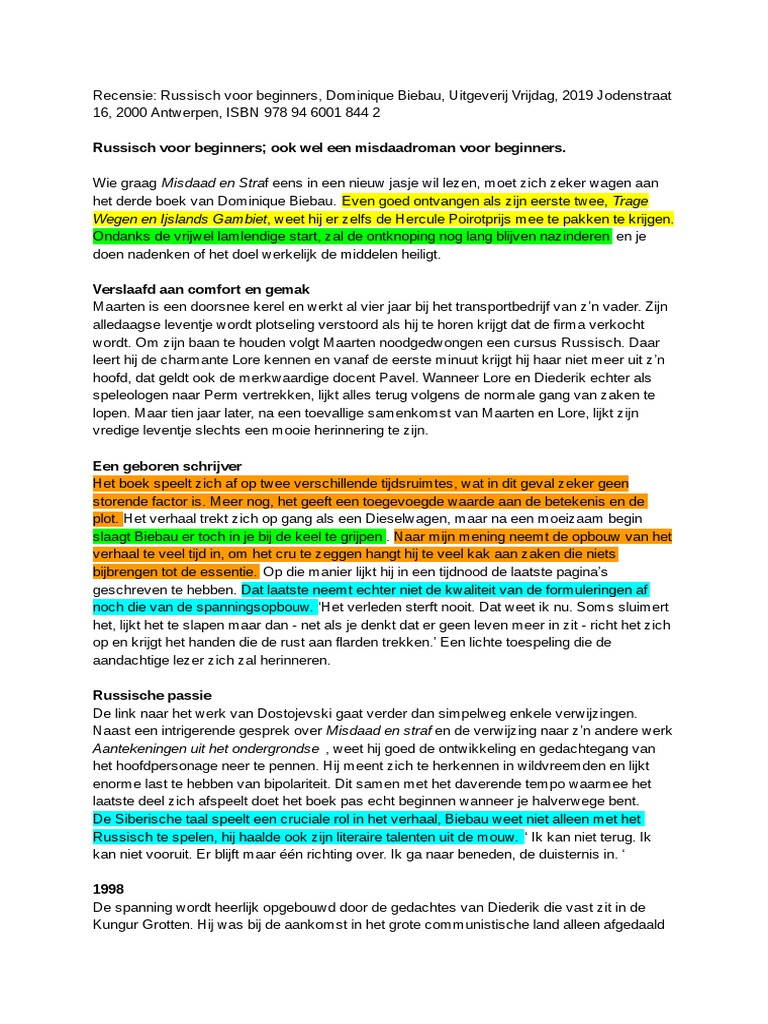 Recensie - Russisch Voor Beginners. - Google Documenten | PDF