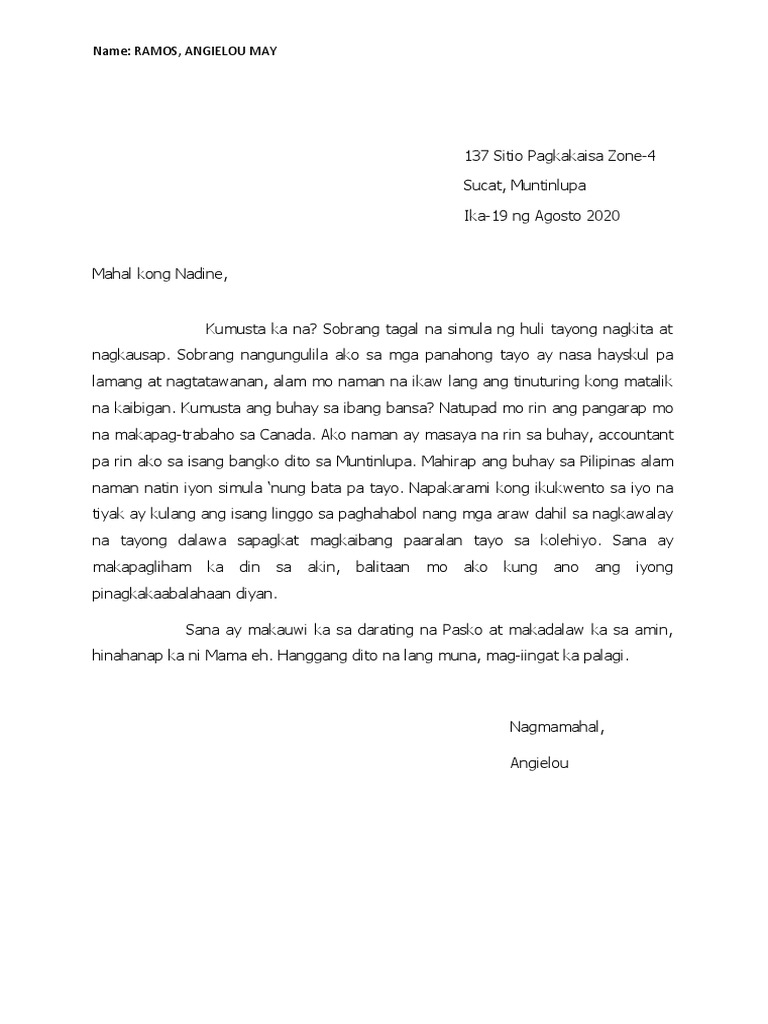 Liham Pagkakaibigan | PDF