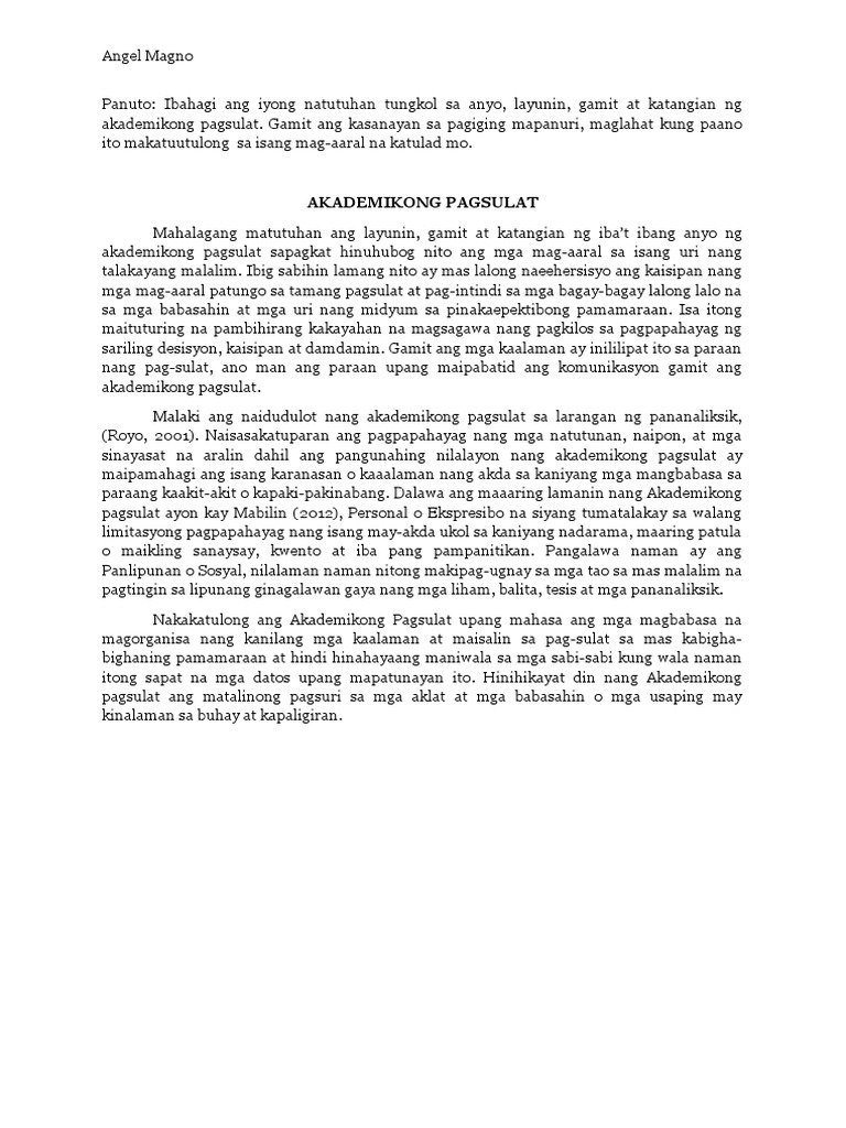 Akademikong Panulat - 5 | PDF