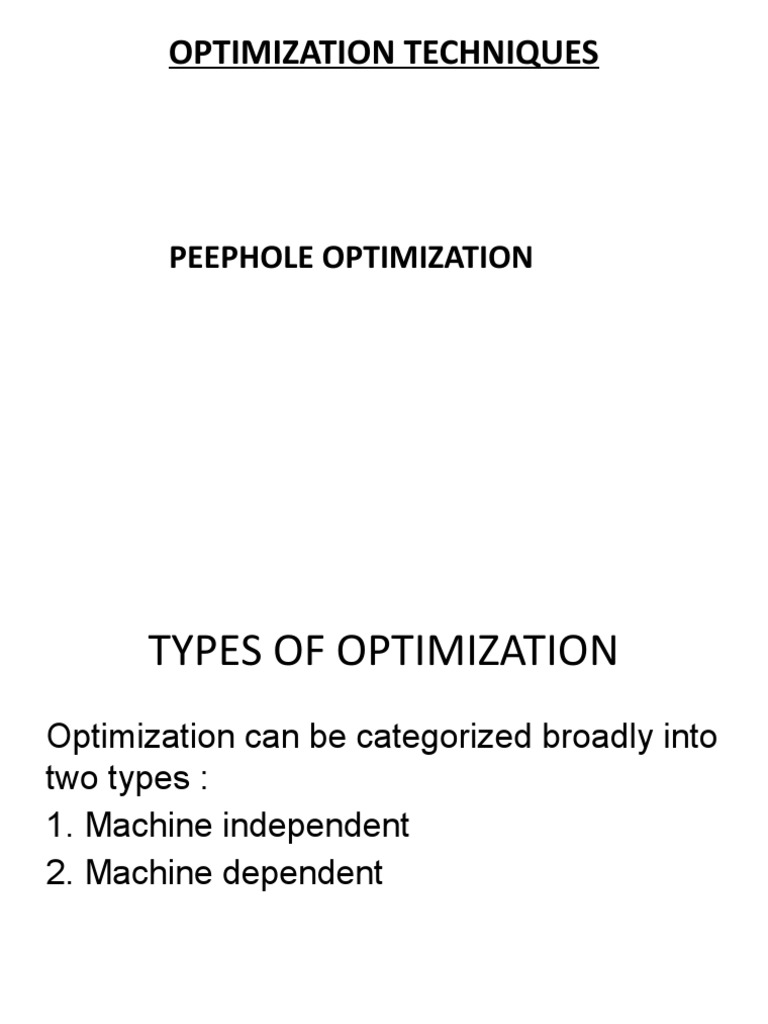 Peephole Optimization | PDF | Program Optimization | Computer Architecture