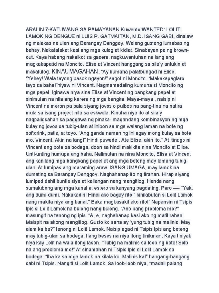 Kwento Lolit Lamok | PDF