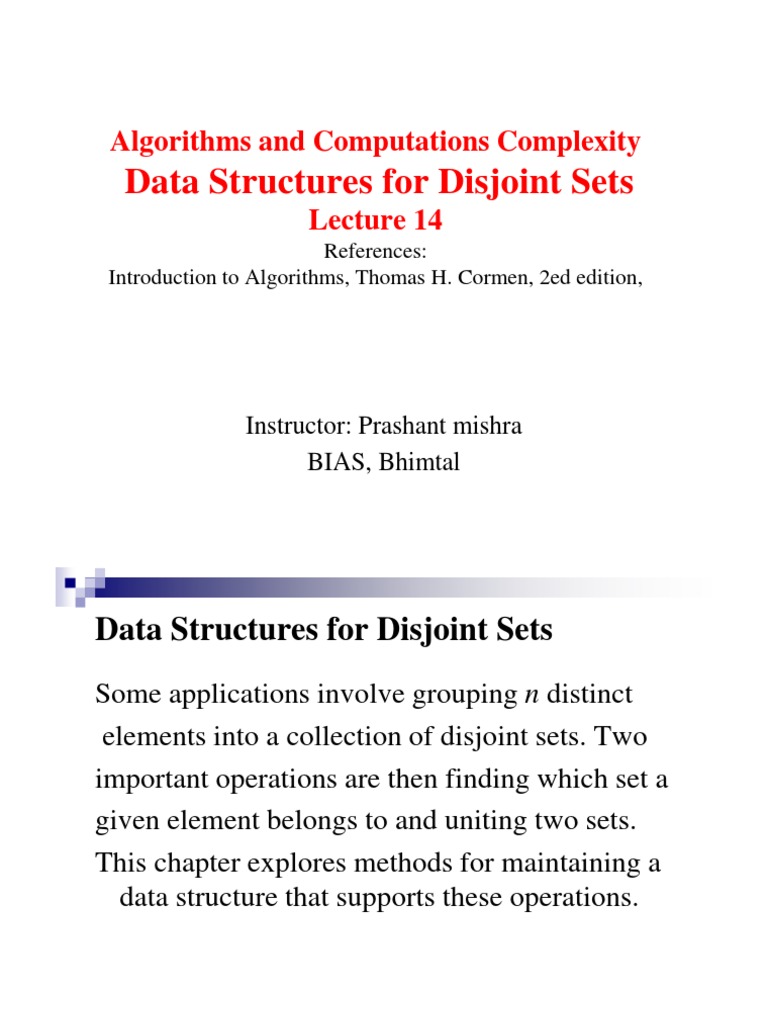 13 Disjoint-Set Data Structure | PDF | Vertex (Graph Theory) | Applied Mathematics