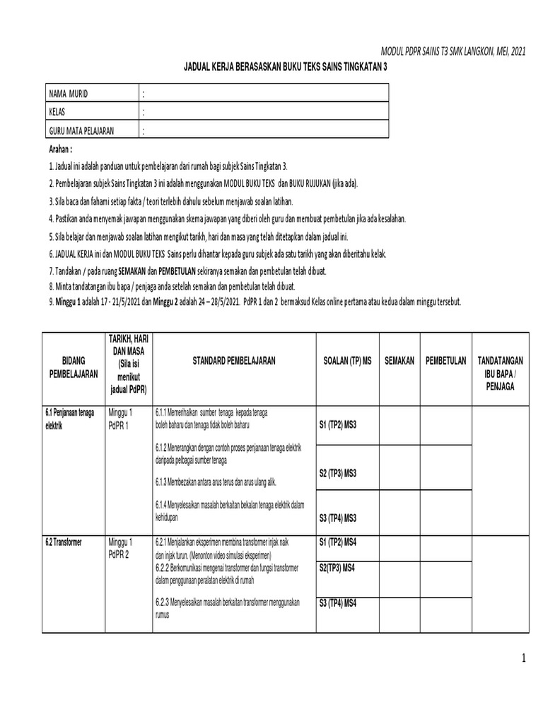 Modul Sains Ting. 3 Bab 6 | PDF | Metode & Bahan Ajar | Sains & Matematika