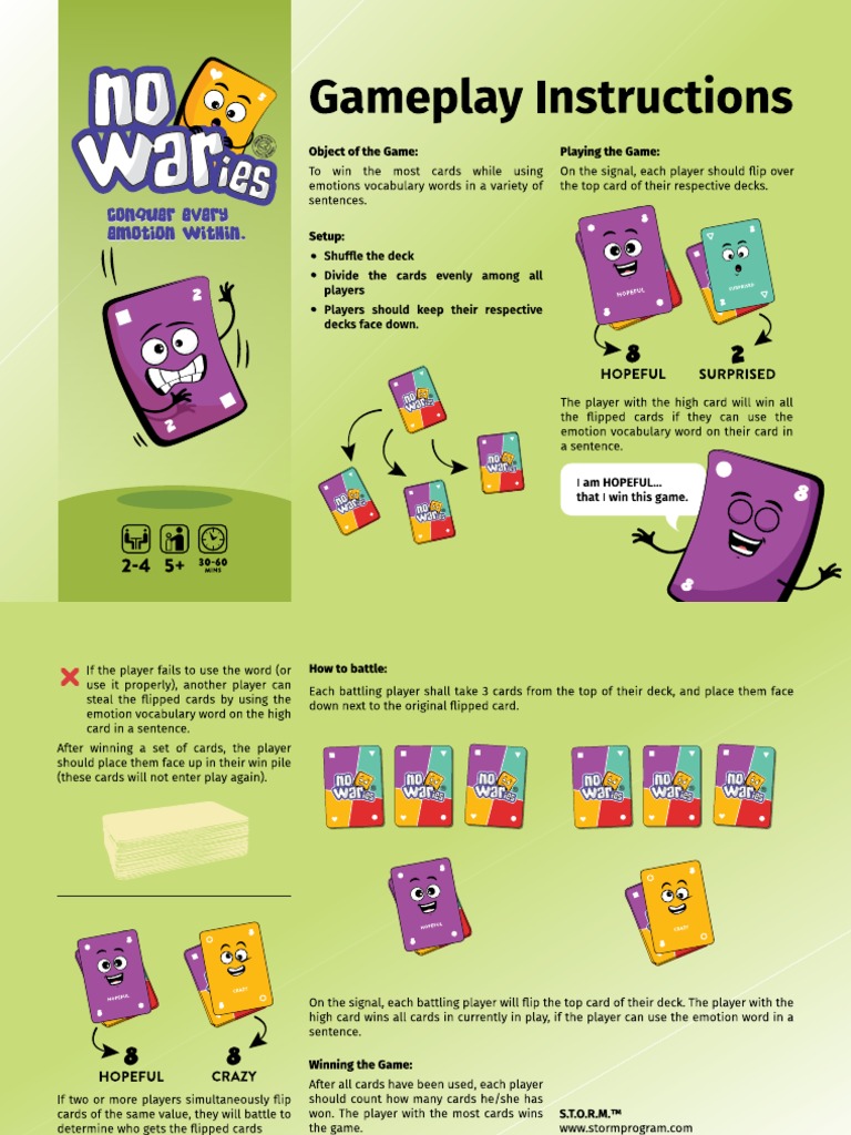 No Waries Gameplay Instructions 2 | PDF