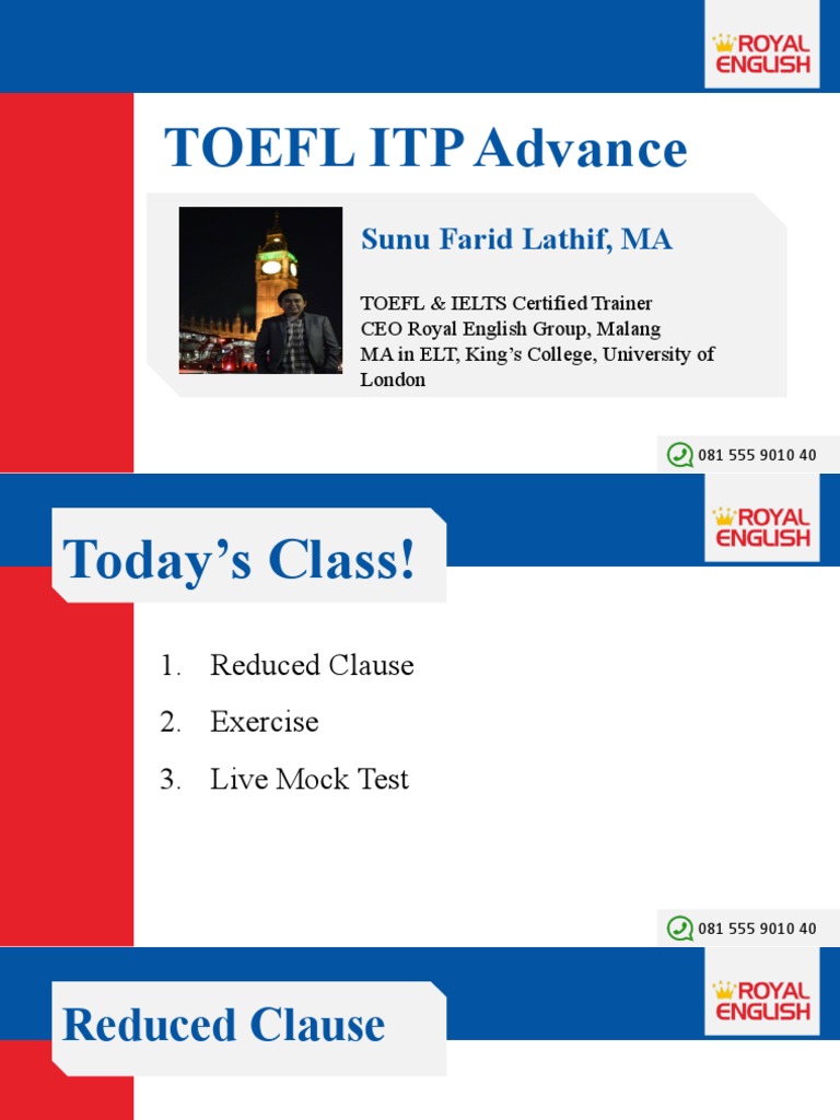 TOEFL ITP Advanced Class Guide | PDF