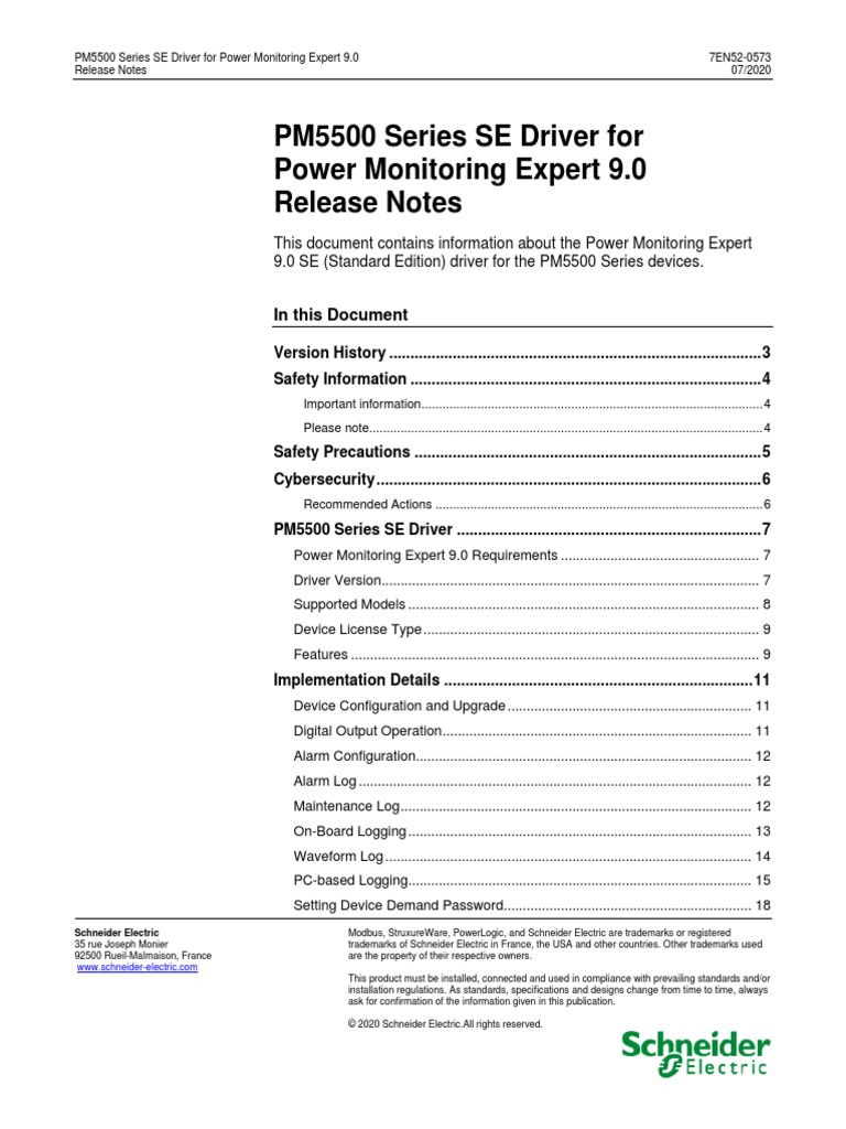 PM5500 Series SE Driver PME 9.0 Release Notes | PDF | Ac Power | Safety