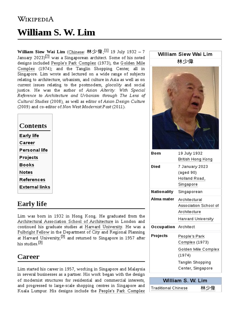 William S W Lim Pdf Singapore World Politics