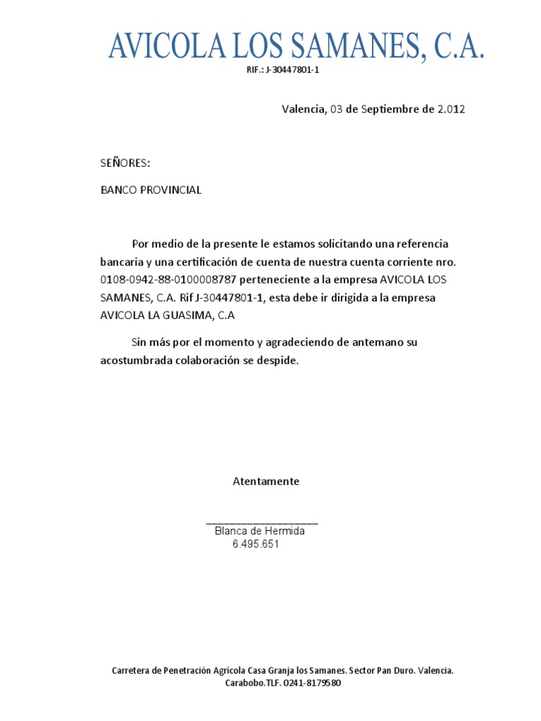 Solicitud de Referencia Bancaria Provincial | PDF