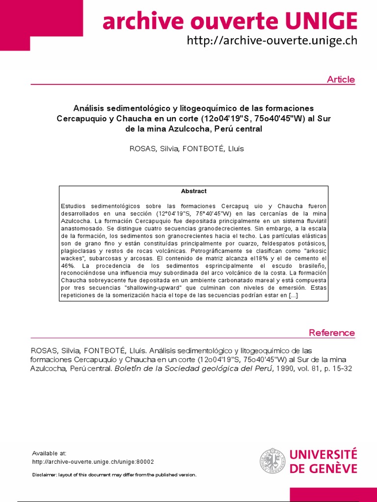 Análisis de Formaciones Cercapuquio y Chaucha | PDF | Cuarzo | Roca ...