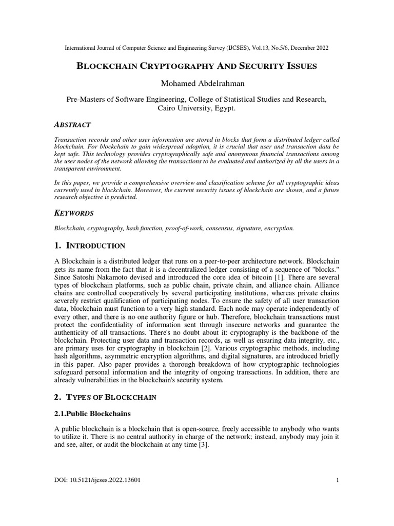 Blockchain Cryptography and Security Issues | PDF | Cryptography | Public Key Cryptography