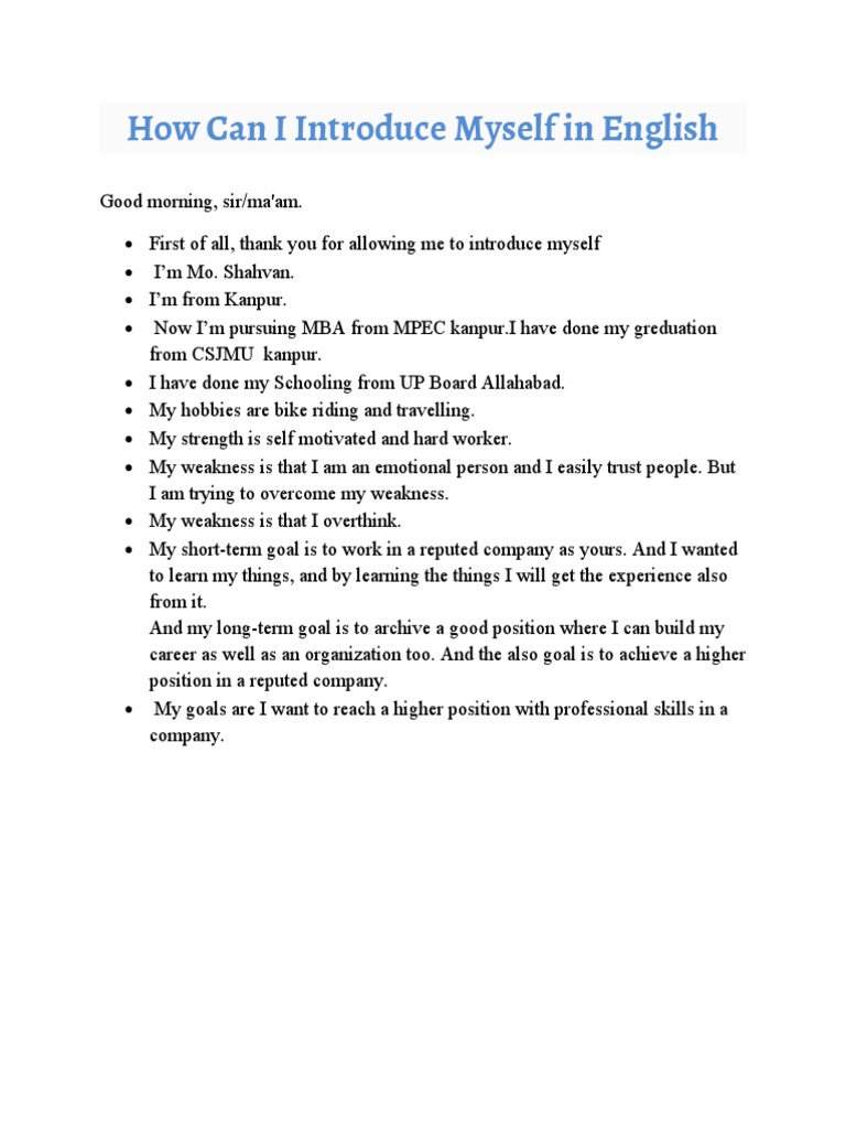 How Can I Introduce Myself in English | PDF