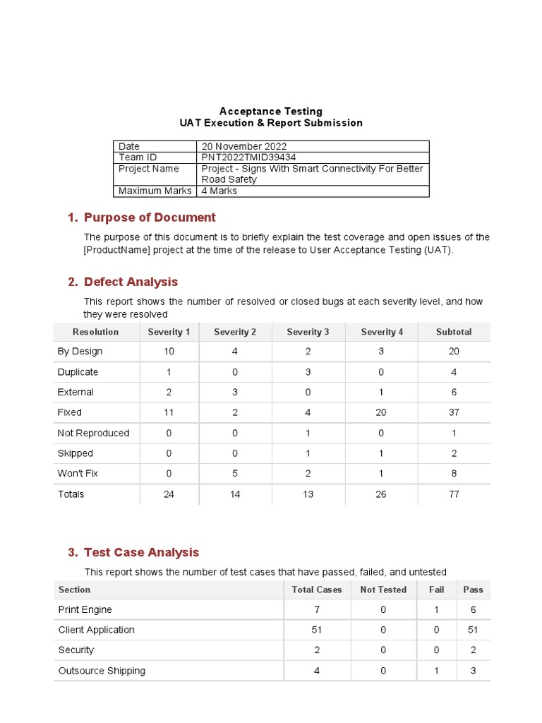 UAT Report Template | PDF UAT Report Template | PDF