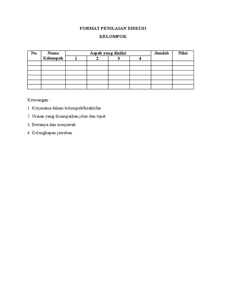 Format Penilaian Diskusi | PDF