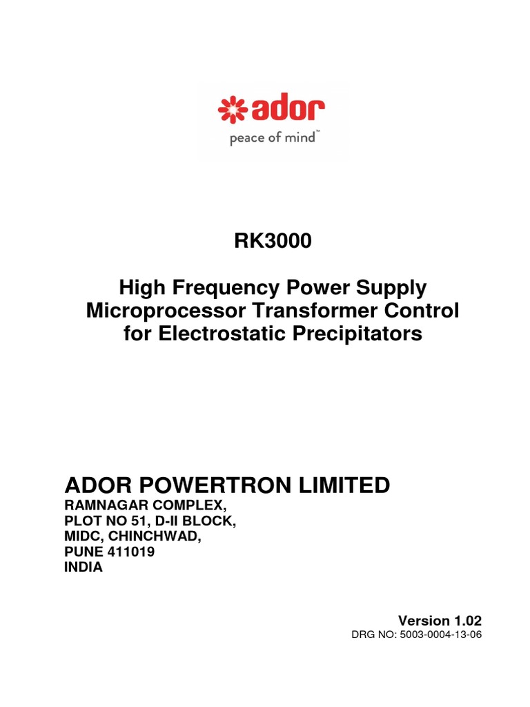 5003-0004!13!06 Ador High Freq Power Supply Oper - Manual v1.02 | PDF ...