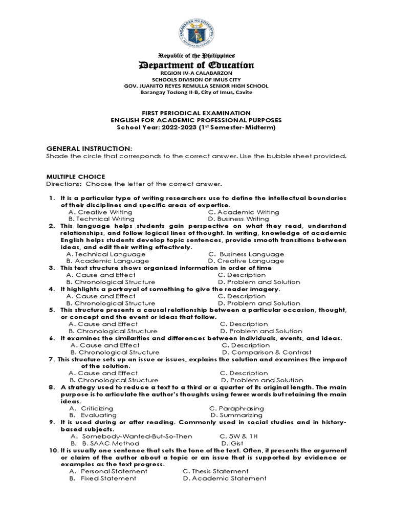 First Periodical Examination - Eapp | PDF | Gender Studies | Gender