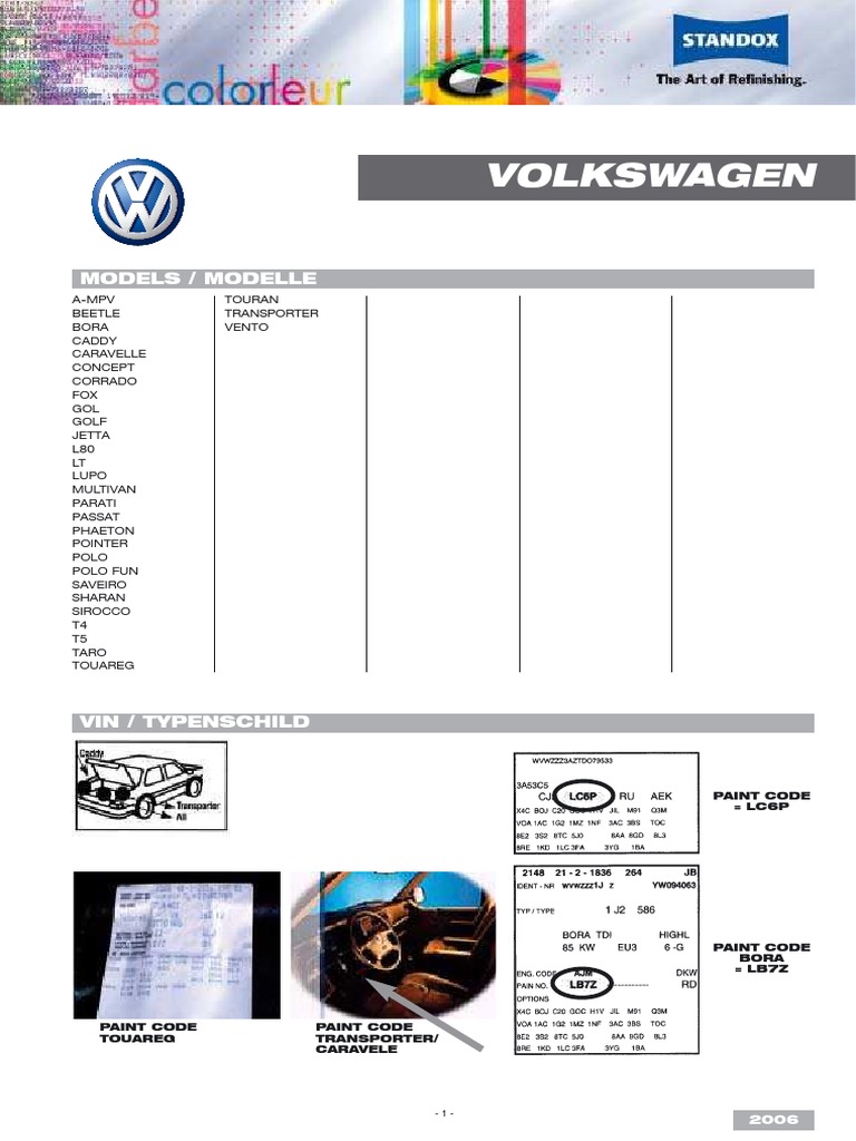 VOLKSWAGEN Color Information | PDF | Volkswagen | Vehicle Technology