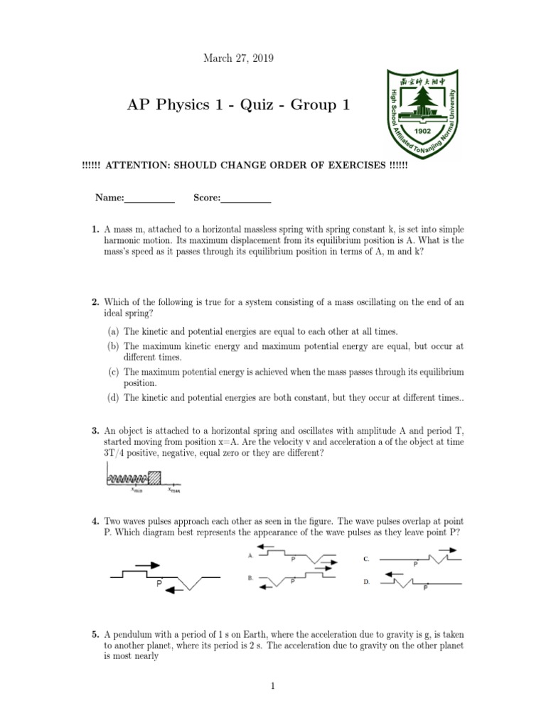 AP Physics 1 - Group 1 | PDF | Waves | Oscillation