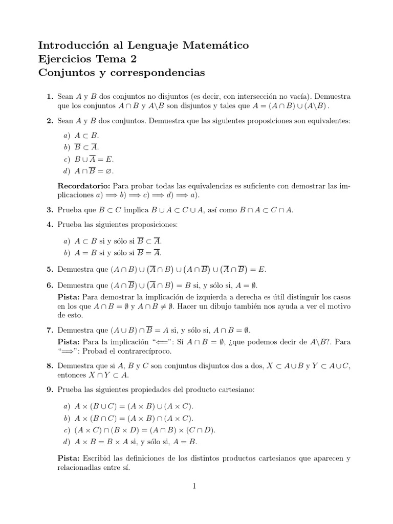 Ejercicios Tema 2 Pistas | PDF | Función (Matemáticas) | Prueba matemática