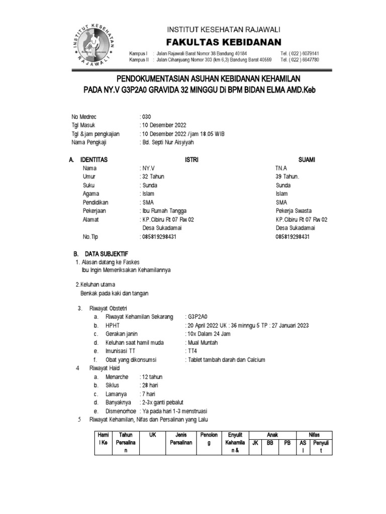 Asuhan Kebidanan Kehamilan G3P2A0 32 Minggu | PDF