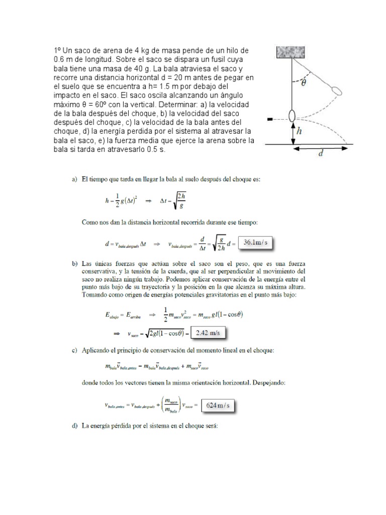 1º Un Saco de Arena de 4 KG de Masa Pende de Un Hilo de 0 | PDF