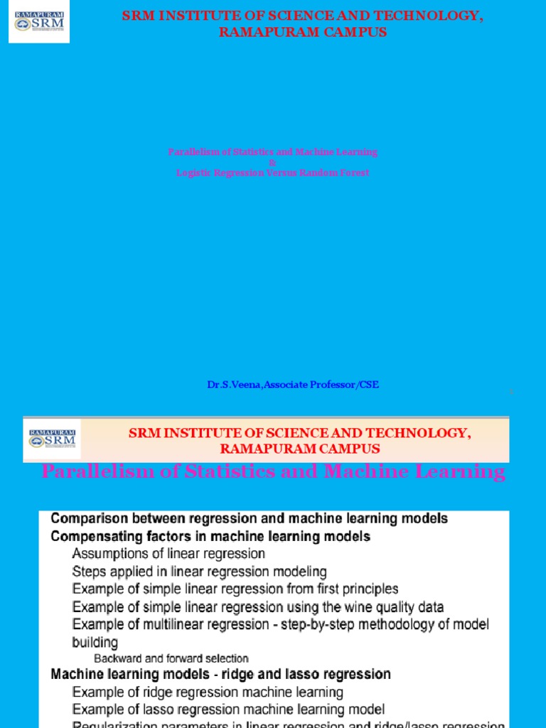 Parallelism Of Statistics And Machine Learning And Logistic Regression Versus Random Forest Pdf