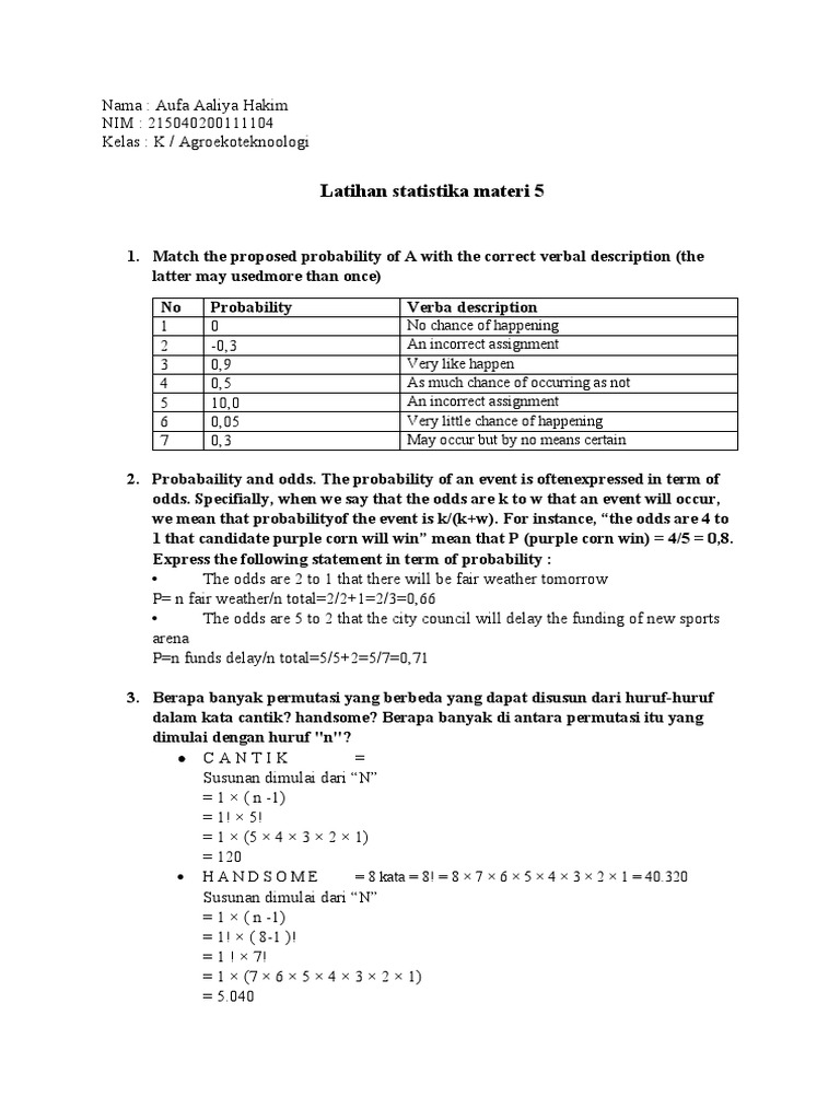 Statistika Materi 5 - Aufa Aaliya Hakim | PDF | Arithmetic | Science