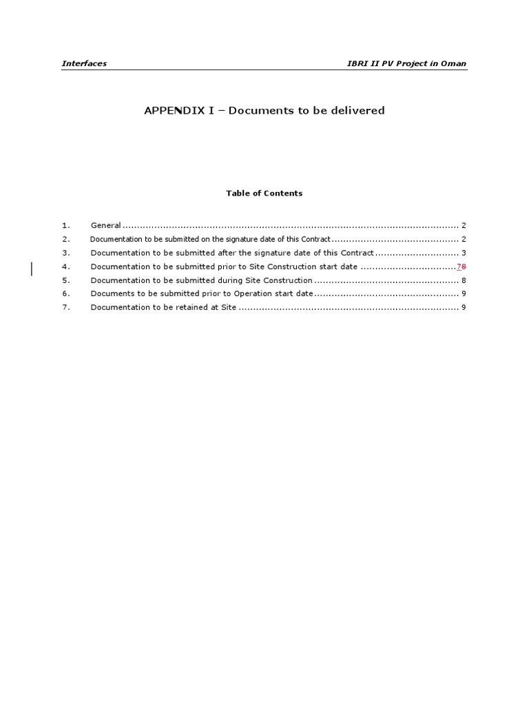 Appendix I - Documents To Be Delivered - Signing | PDF | Electrical ...