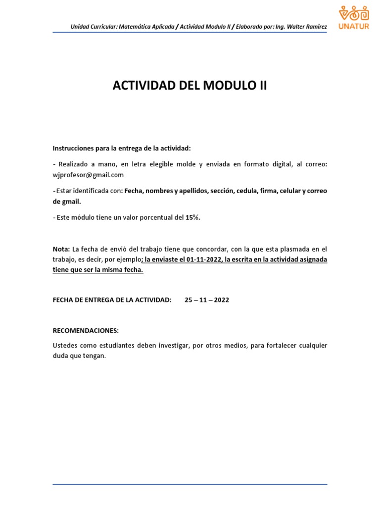 Actividad Modulo II | PDF | Matemáticas